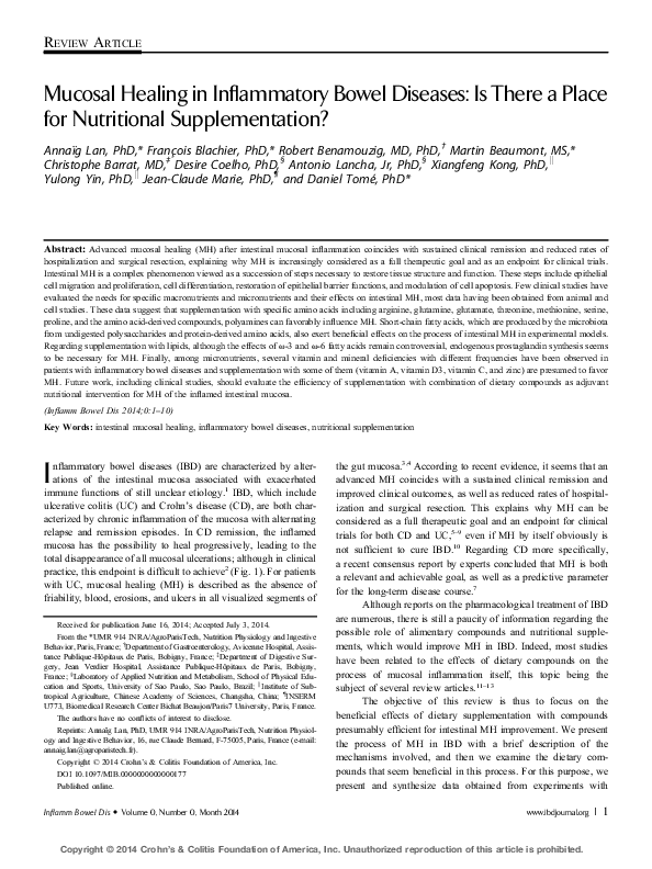 (PDF) Mucosal healing in inflammatory bowel disease