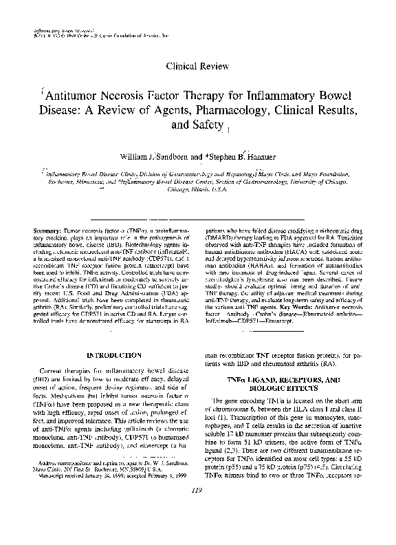 (PDF) Antitumor necrosis factor therapy for inflammatory bowel disease: a review of agents ...