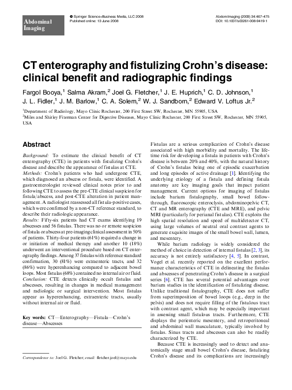 (PDF) CT enterography and fistulizing Crohn's disease: clinical benefit ...