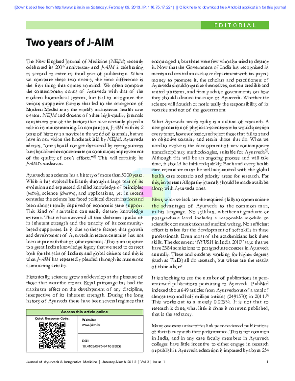 (PDF) Two years of J-AIM