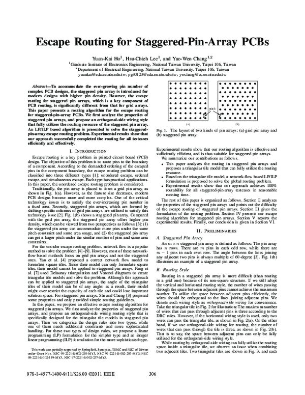 (PDF) Escape routing for staggered-pin-array PCBs