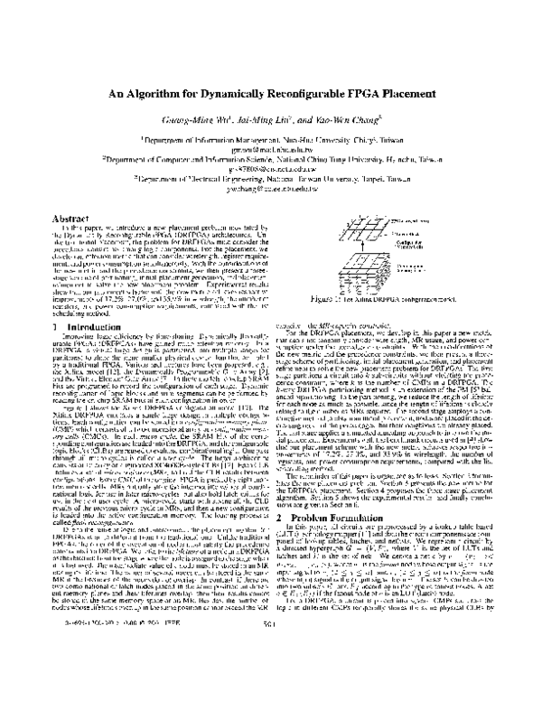 Pdf An Algorithm For Dynamically Reconfigurable Fpga Placement