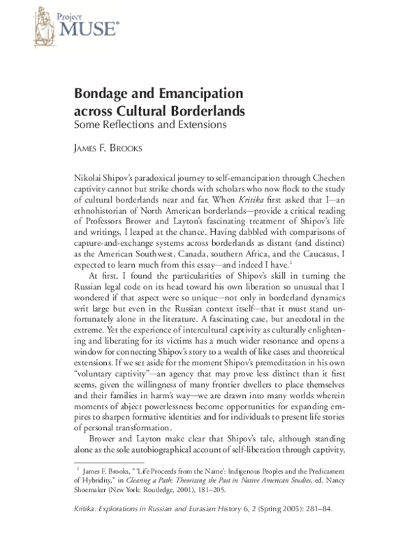 (PDF) Bondage & Emancipation Across Cultural Borderlands (Kritika ...