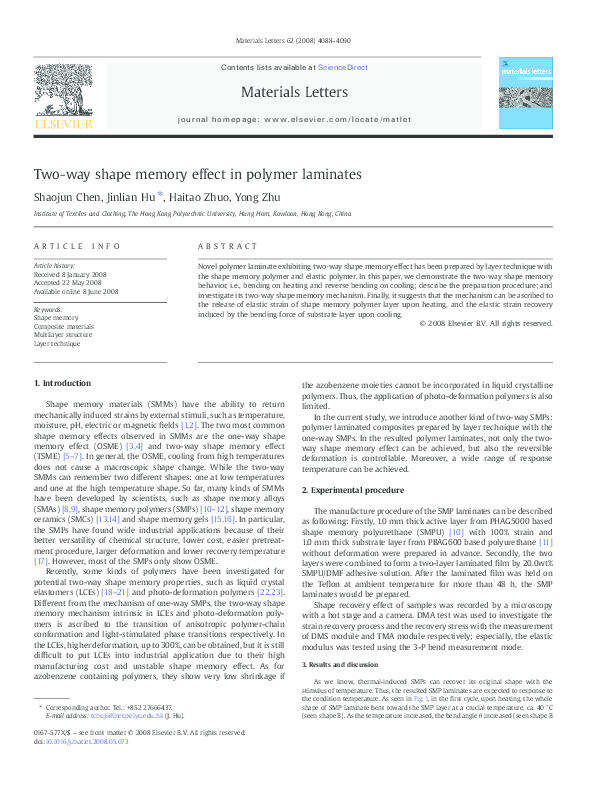 (PDF) Two-way shape memory effect in polymer laminates
