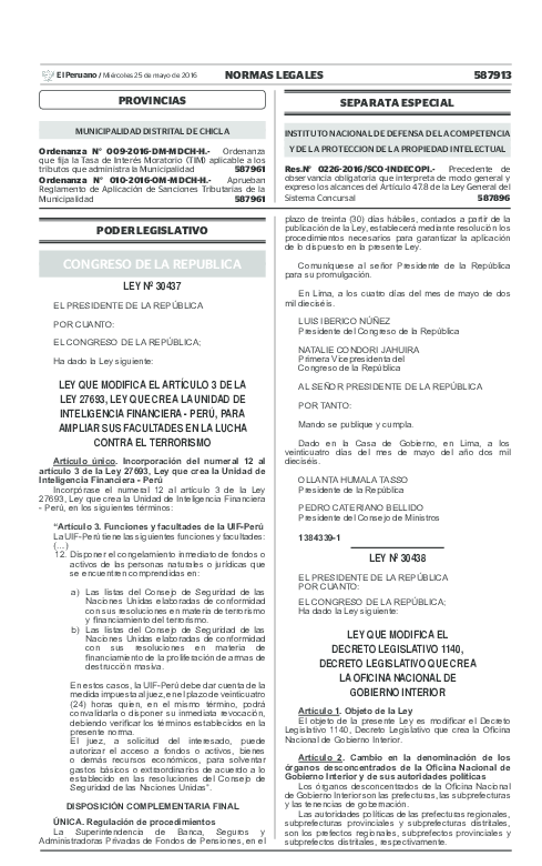 (PDF) 587913 NORMAS LEGALES Miércoles 25 de mayo de 2016 CONGRESO DE LA REPUBLICA LEY QUE ...