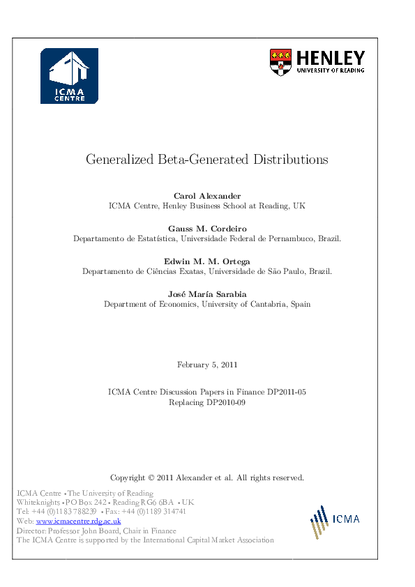 (PDF) Generalized Beta-Generated Distributions
