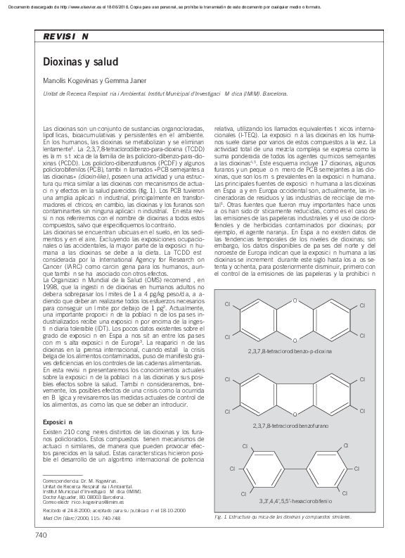 (PDF) Dioxinas y salud