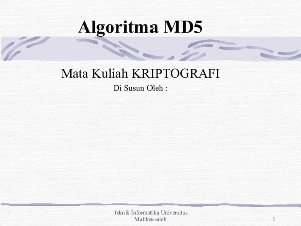 (PPT) Algoritma MD5 2