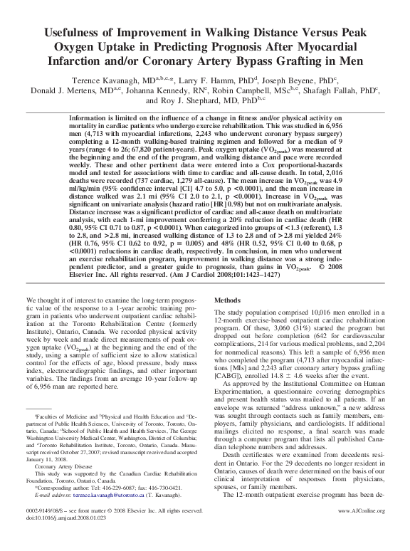 (PDF) Usefulness of Improvement in Walking Distance Versus Peak Oxygen ...