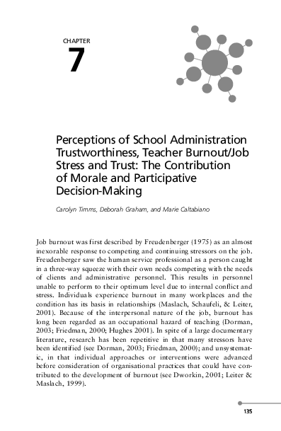 (PDF) Perceptions of school administration trustworthiness, teacher Burnout/job stress and trust ...