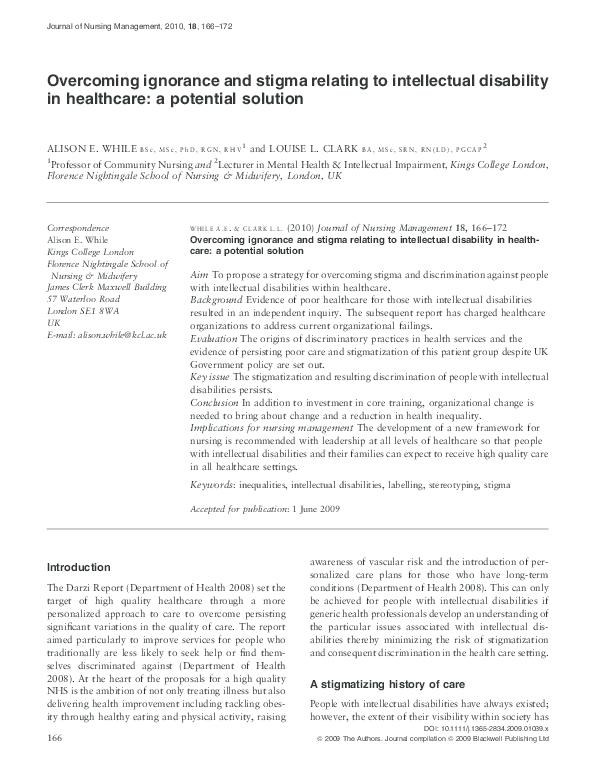 (PDF) Overcoming ignorance and stigma relating to intellectual ...