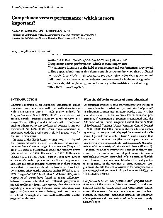 (PDF) Competence versus performance: which is more important?