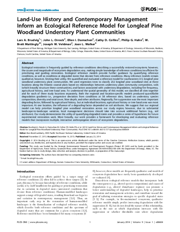 (PDF) Land-Use History and Contemporary Management Inform an Ecological ...