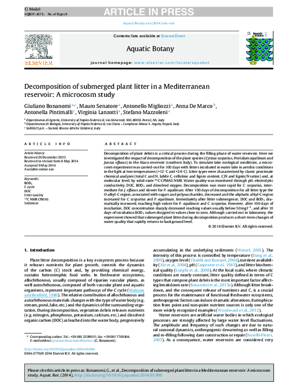 (PDF) Decomposition of submerged plant litter in a Mediterranean ...