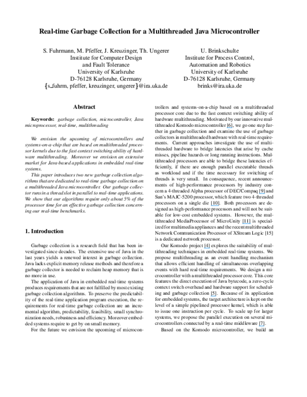 (PDF) Real-Time Garbage Collection for a Multithreaded Java Microcontroller