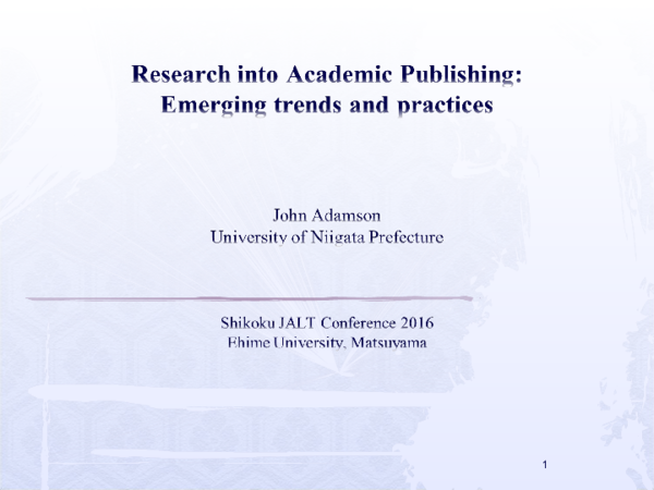 (PPT) Research into Academic Publishing: Emerging trends and practices