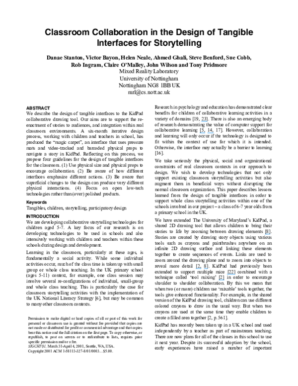 (PDF) Classroom collaboration in the design of tangible interfaces for ...