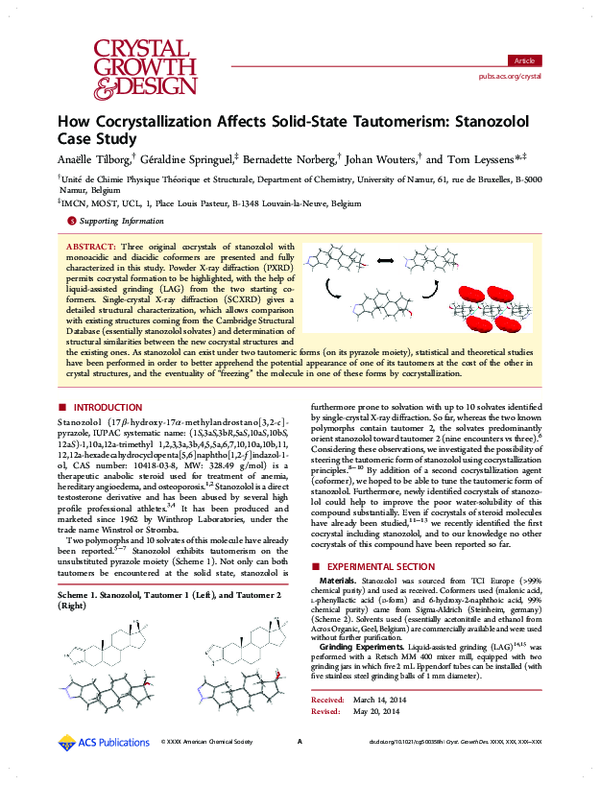 (PDF) How Cocrystallization Affects Solid-State Tautomerism: Stanozolol ...