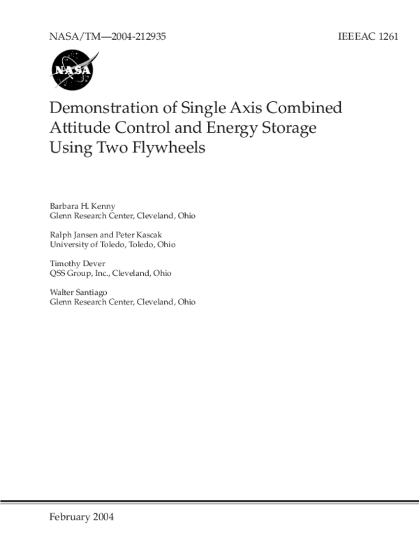 (PDF) Demonstration of single axis combined attitude control and energy ...