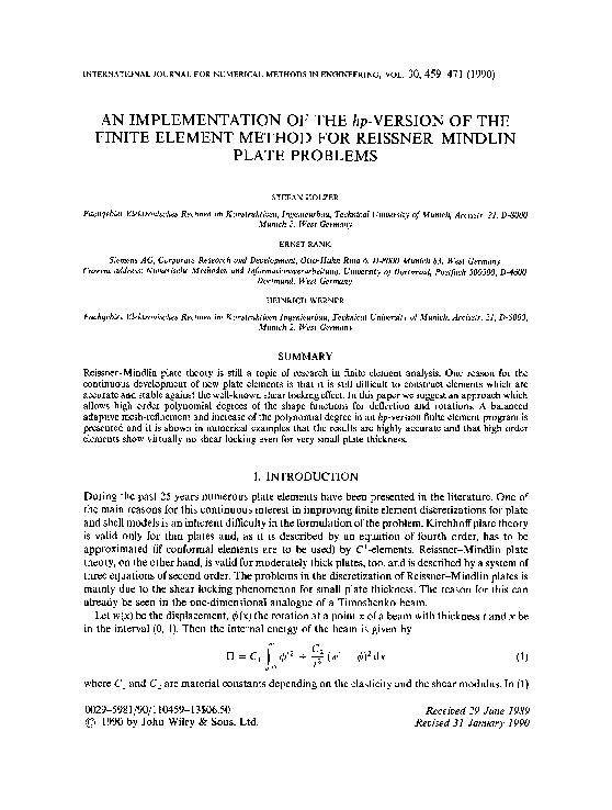 Pdf An Implementation Of The Hp Version Of The Finite Element Method