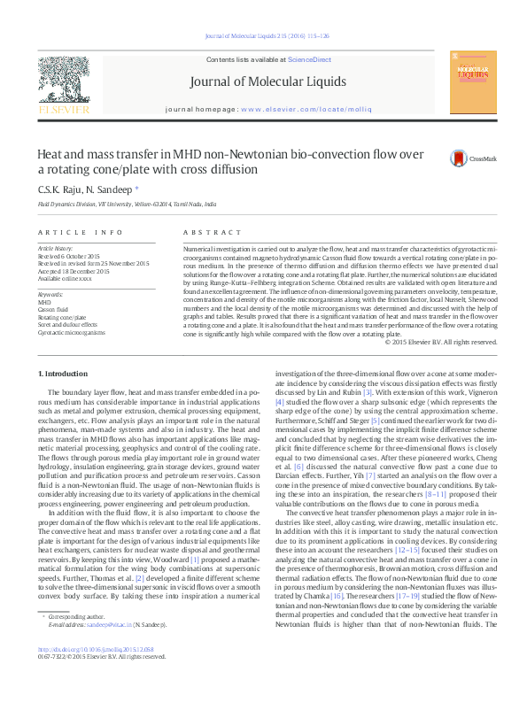 (PDF) Heat and mass transfer in MHD non-Newtonian bio-convection flow over a rotating cone/plate ...