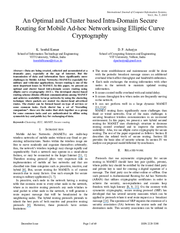 (PDF) An Optimal and Cluster based Intra-Domain Secure Routing for ...