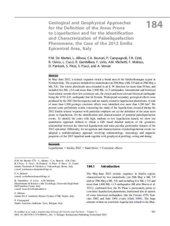 (PDF) Geological and Geophysical Approaches for the Definition of the ...