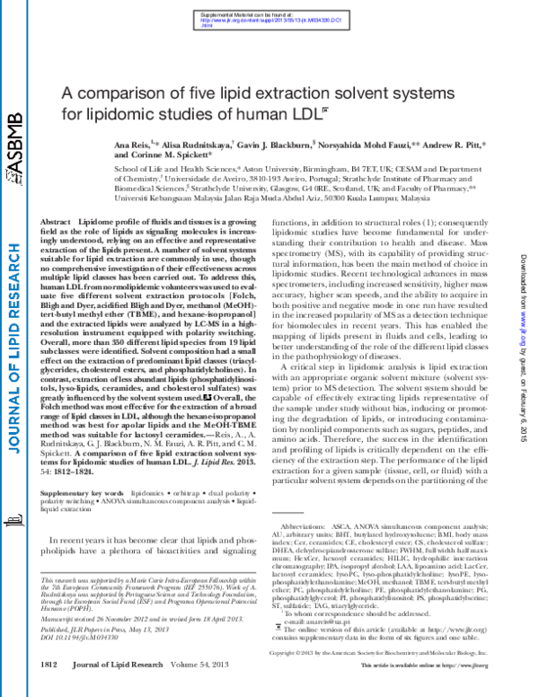 (PDF) A comparison of five lipid extraction solvent systems for ...