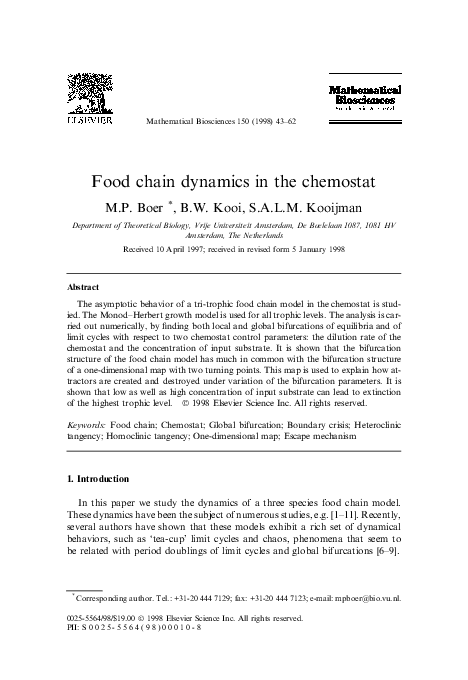 (PDF) Food chain dynamics in the chemostat