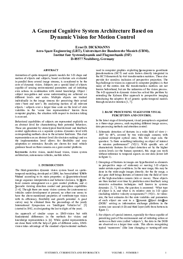 (PDF) A general cognitive system architecture based on dynamic vision ...