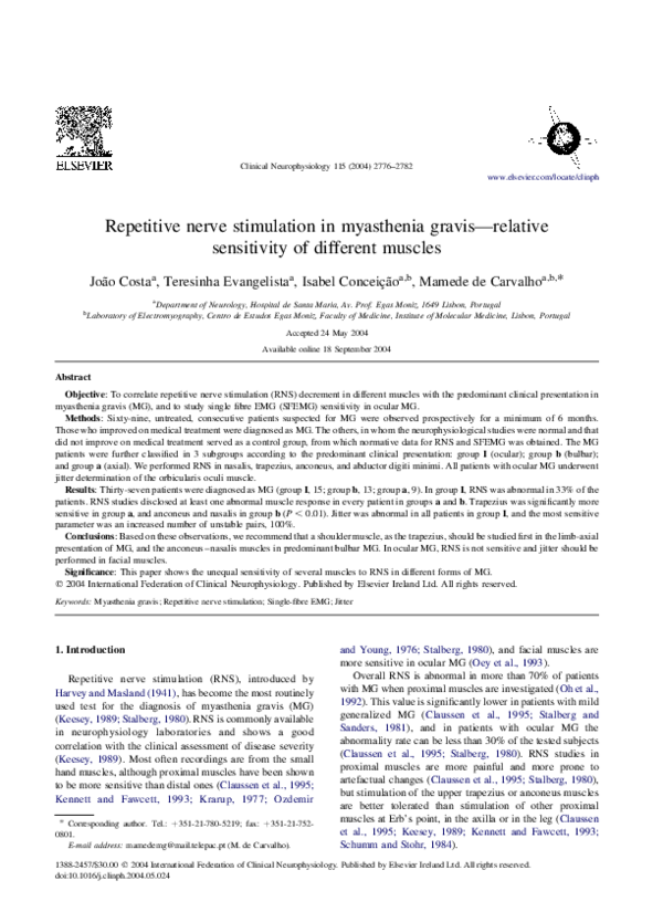 (PDF) Repetitive nerve stimulation in myasthenia gravis--relative ...