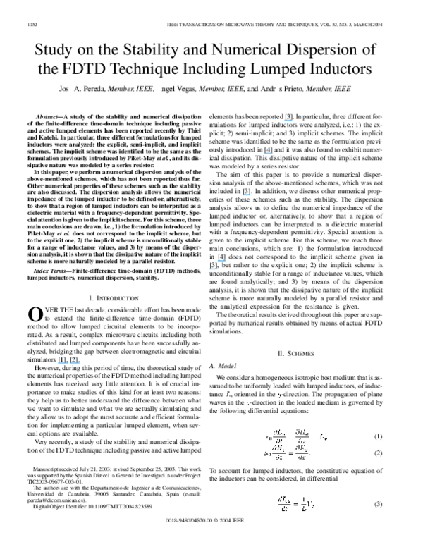 (PDF) A Study on the Stability and Numerical Dispersion of the Lumped-Network FDTD Method