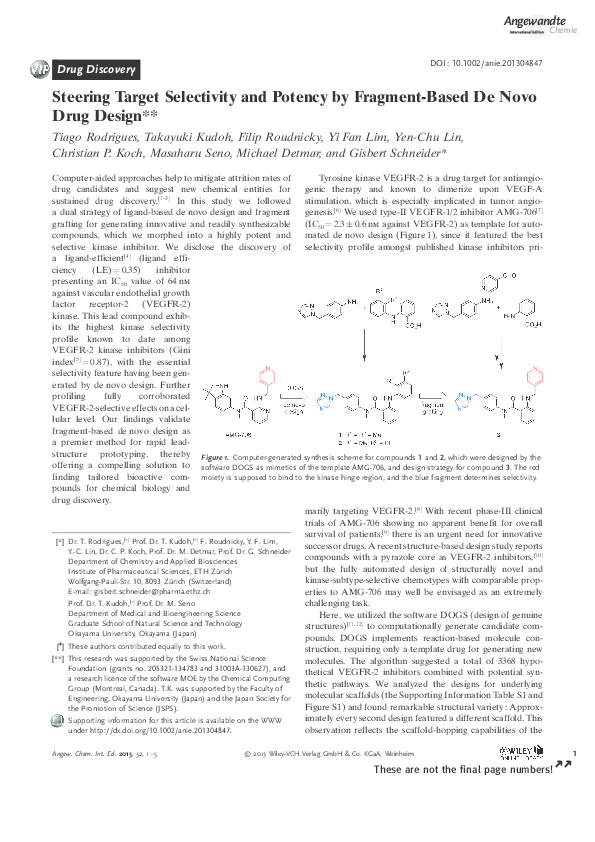 (PDF) Steering Target Selectivity and Potency by Fragment-Based De Novo ...