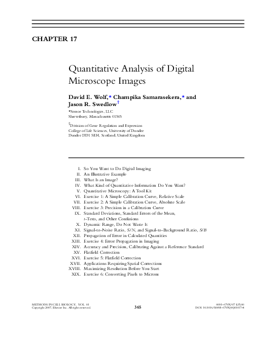 (PDF) Quantitative analysis of digital microscope images