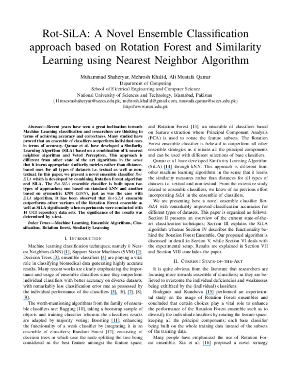 (PDF) Rot-SiLA: A Novel Ensemble Classification Approach Based on Rotation Forest and Similarity ...