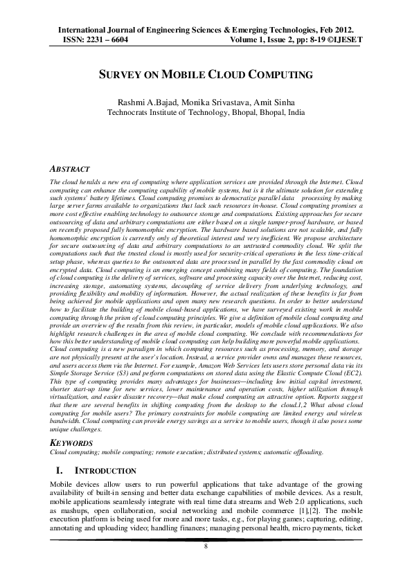 Pdf Cloud Computing For Mobile User Offloading Computation To Save