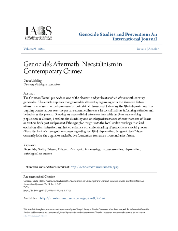 (PDF) Genocide Studies and Prevention: An International Journal ...