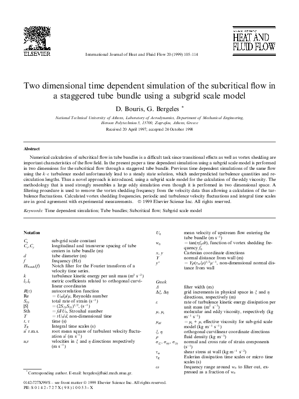 (PDF) Two dimensional time dependent simulation of the subcritical flow ...