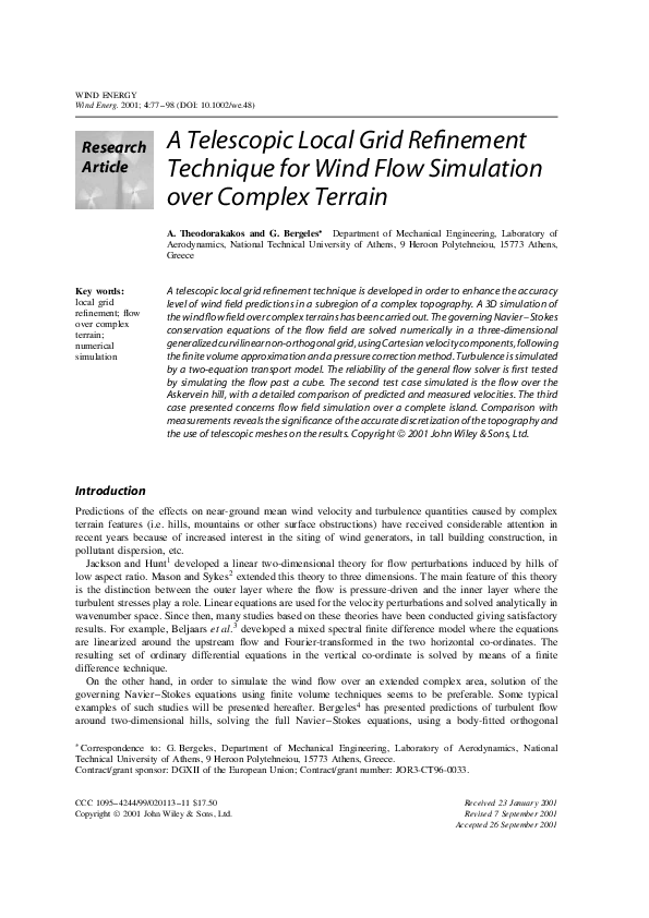 (PDF) A telescopic local grid refinement technique for wind flow simulation over complex terrain