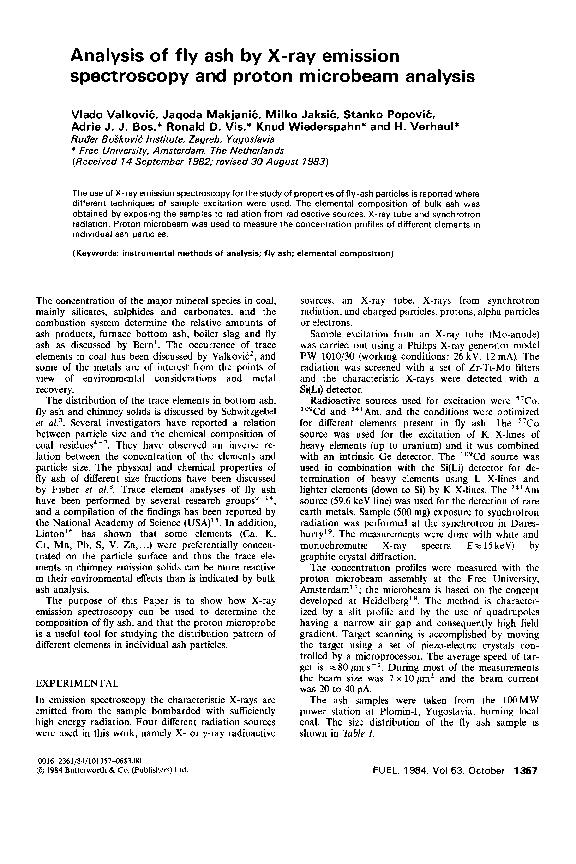 (PDF) Analysis of fly ash by X-ray emission spectroscopy and proton ...
