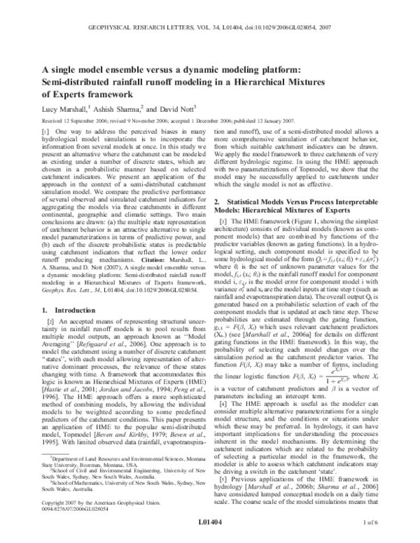 Pdf A Single Model Ensemble Versus A Dynamic Modeling Platform Semi‐distributed Rainfall