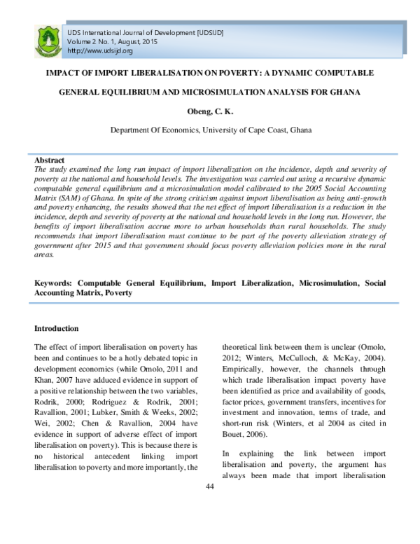 (PDF) Impact of Import Liberalisation on Poverty: A Dynamic Computable ...