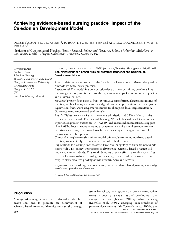 (PDF) Achieving evidence-based nursing practice: impact of the ...