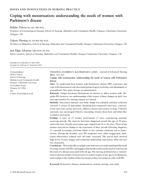 (PDF) Coping with menstruation: understanding the needs of women with ...