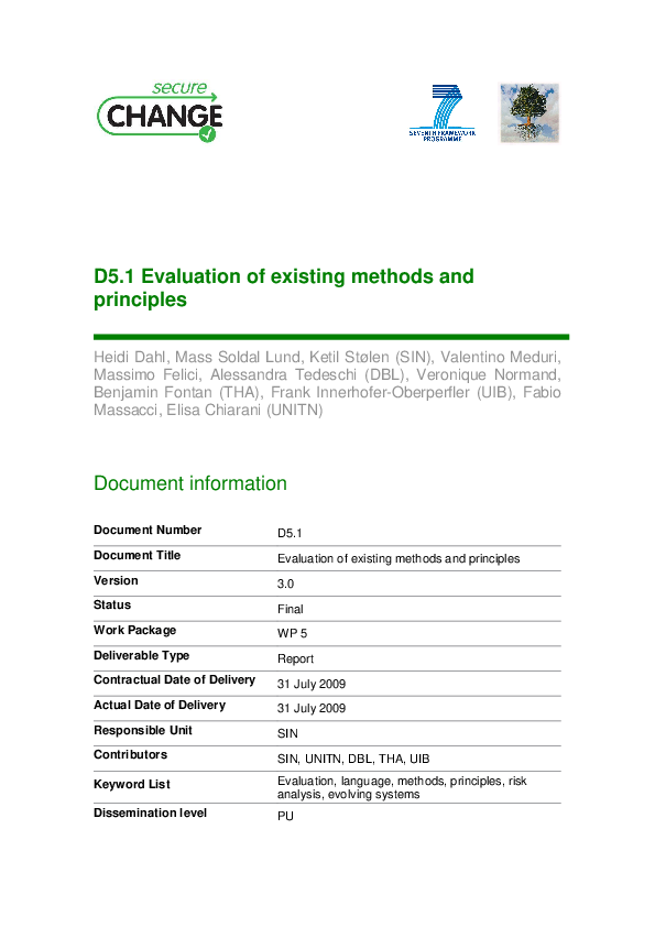 (PDF) D5. 1 Evaluation of existing methods and principles
