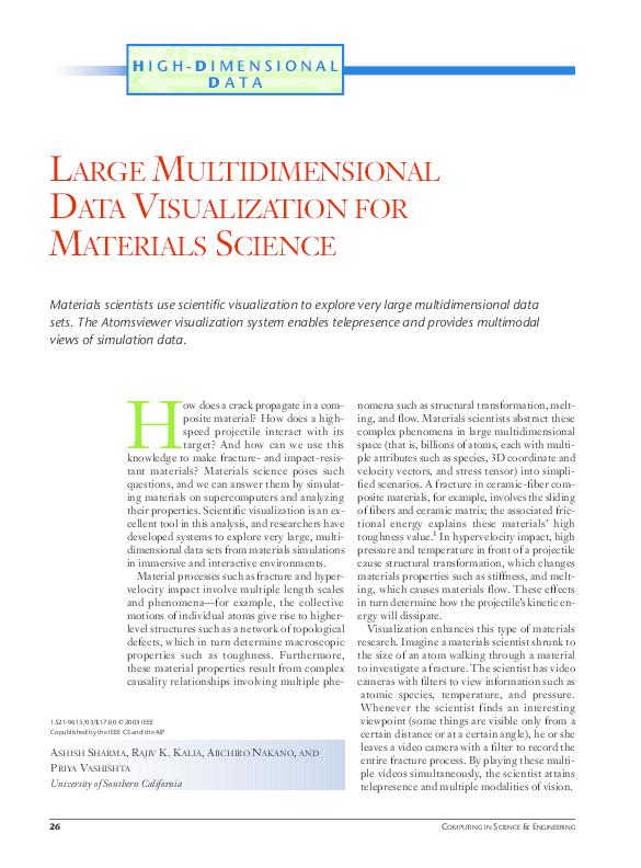 Pdf Large Multidimensional Data Visualization For Materials Science