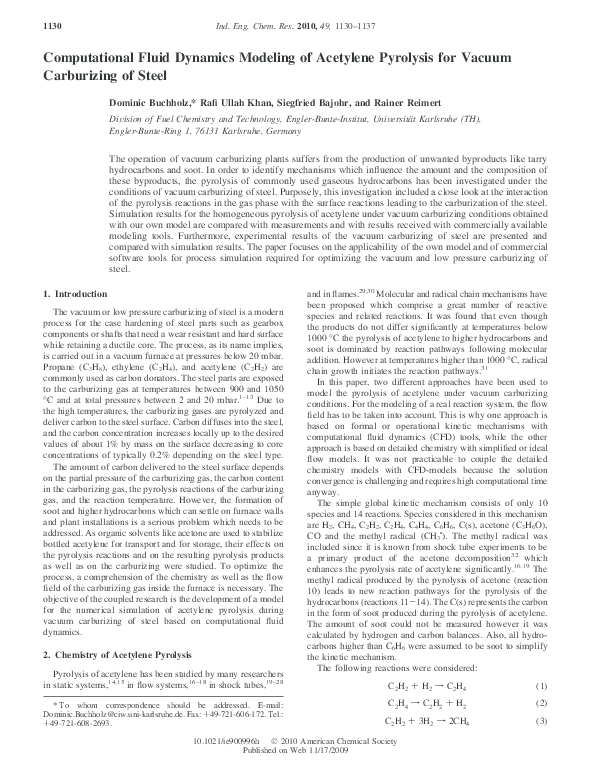 (PDF) Computational Fluid Dynamics Modeling of Acetylene Pyrolysis for Vacuum Carburizing of Steel