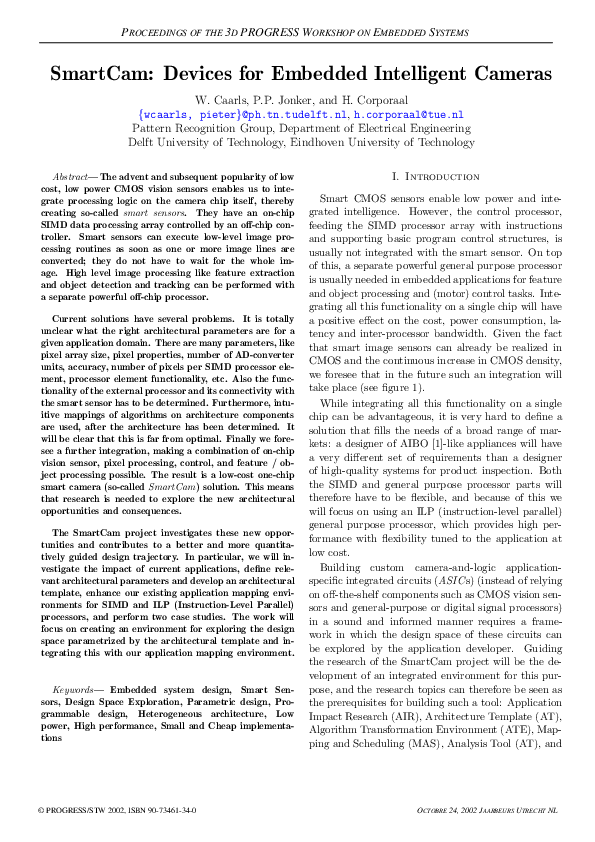 (PDF) SmartCam: Devices for embedded intelligent cameras