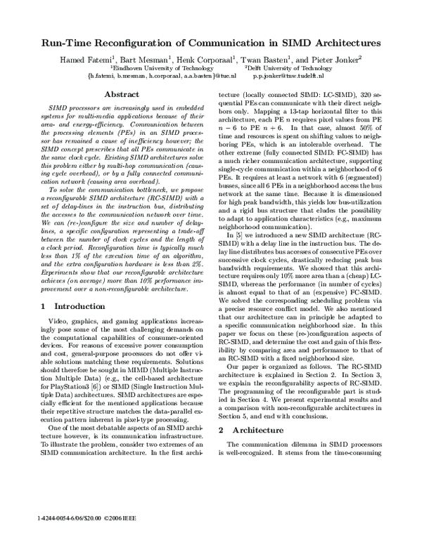 (PDF) Run-time reconfiguration of communication in SIMD architectures