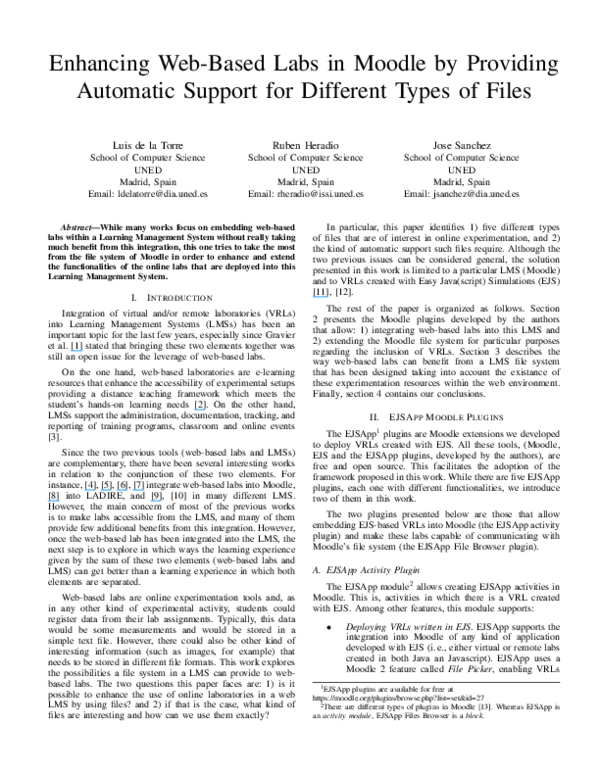 (PDF) Enhancing Web-Based Labs in Moodle by Providing Automatic Support for Different Types of Files